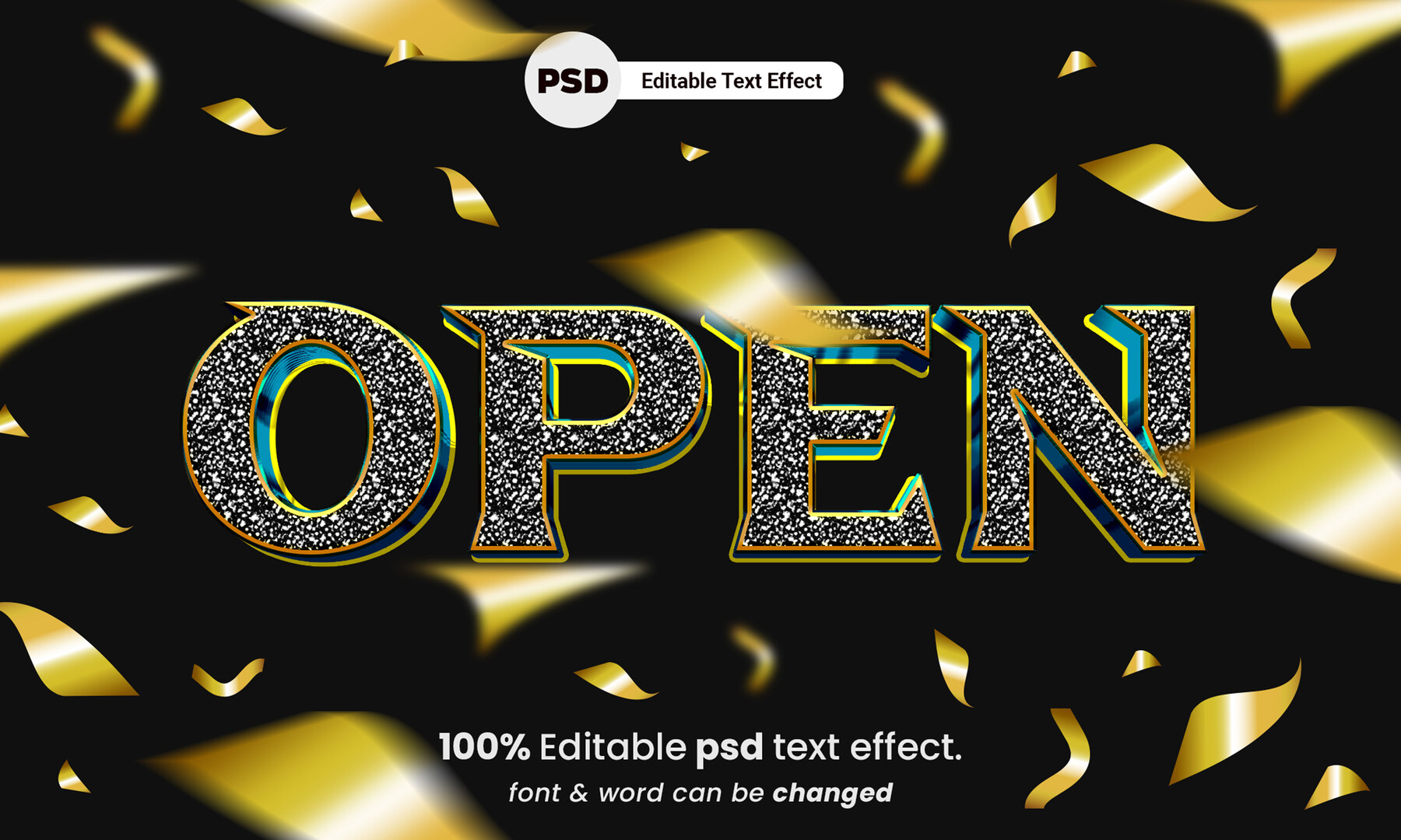 ArtStation - 3D Open PSD fully editable text effect. Layer style PSD ...