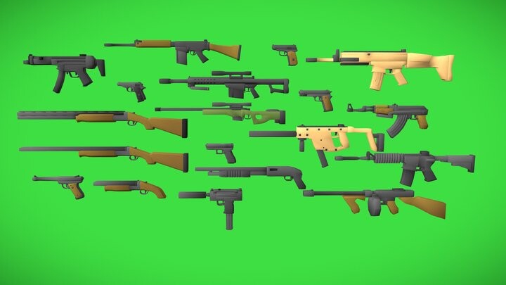 ArtStation - LowLY Poly - 19 Cartoon Guns | Game Assets