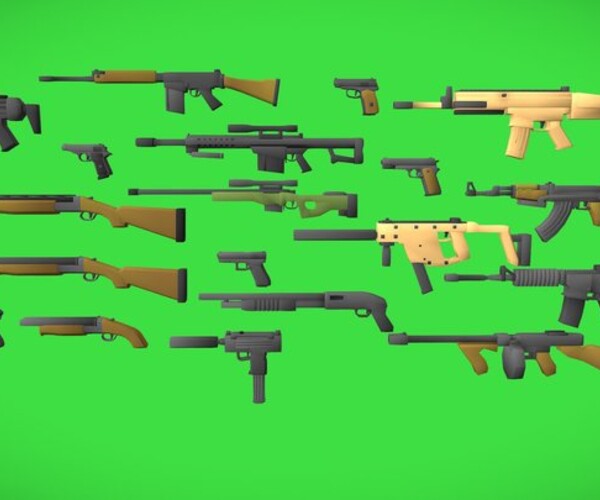 ArtStation - LowLY Poly - 19 Cartoon Guns | Game Assets