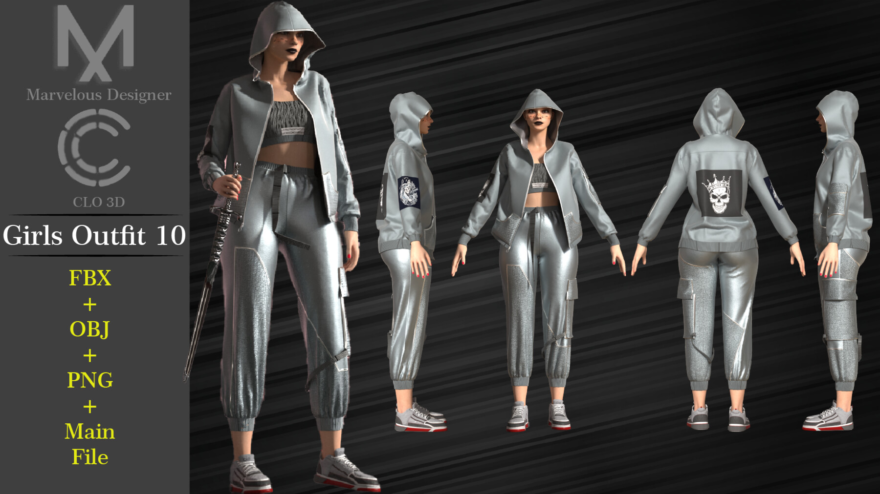 ArtStation - Girls Outfit 10 / Marvelous Designer/ CLO3D Project File ...