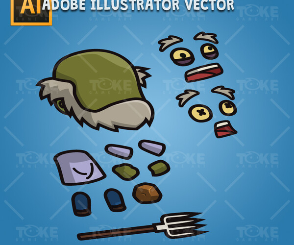 ArtStation - Cartoon Old Farmer Zombie | Game Assets