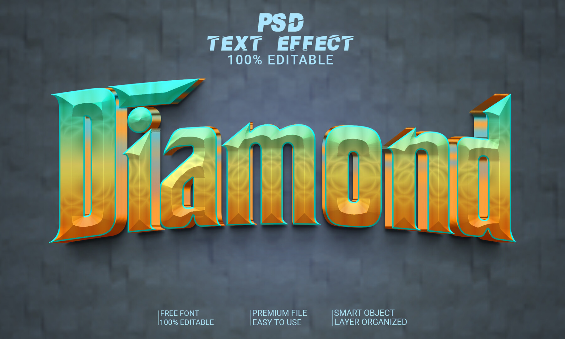 ArtStation - 3D Diamond. PSD fully editable text effect. Layer style ...