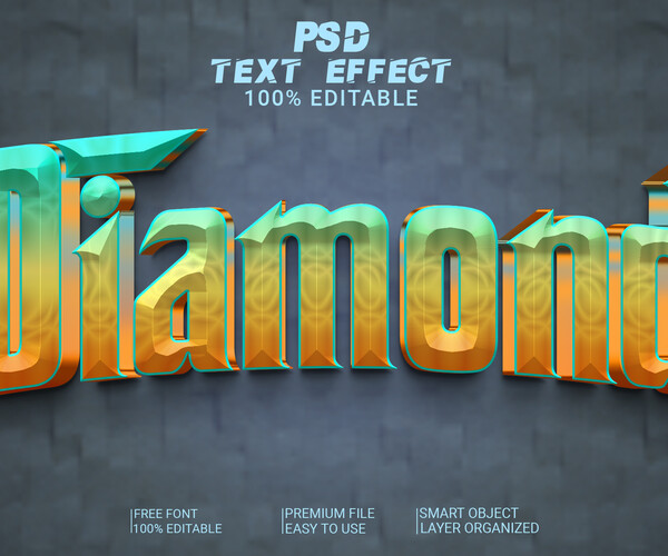 ArtStation - 3D Diamond. PSD fully editable text effect. Layer style ...