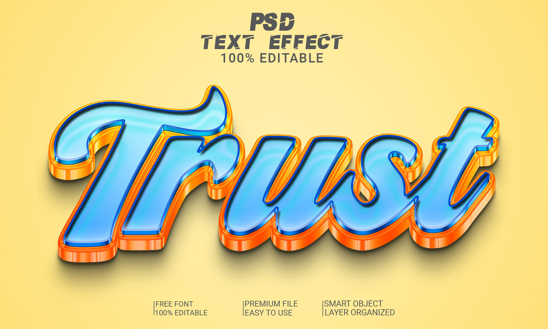 ArtStation - 3D Trust. PSD fully editable text effect. Layer style PSD mockup template. | Artworks