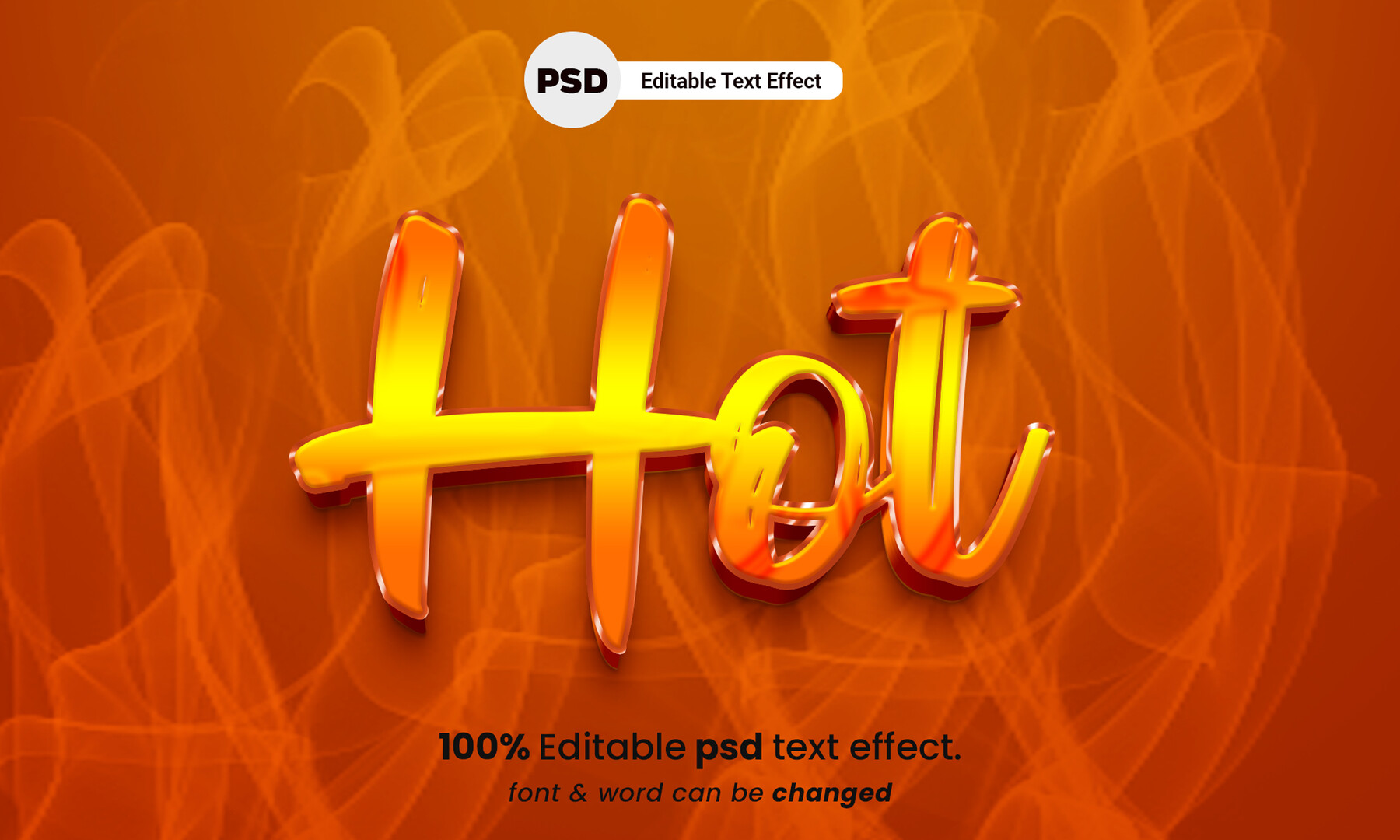 ArtStation - 3D Hot. PSD fully editable text effect. Layer style PSD ...
