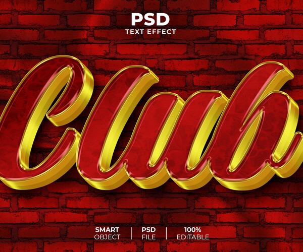 ArtStation - 3D Club. PSD fully editable text effect. Layer style PSD mockup template. | Artworks