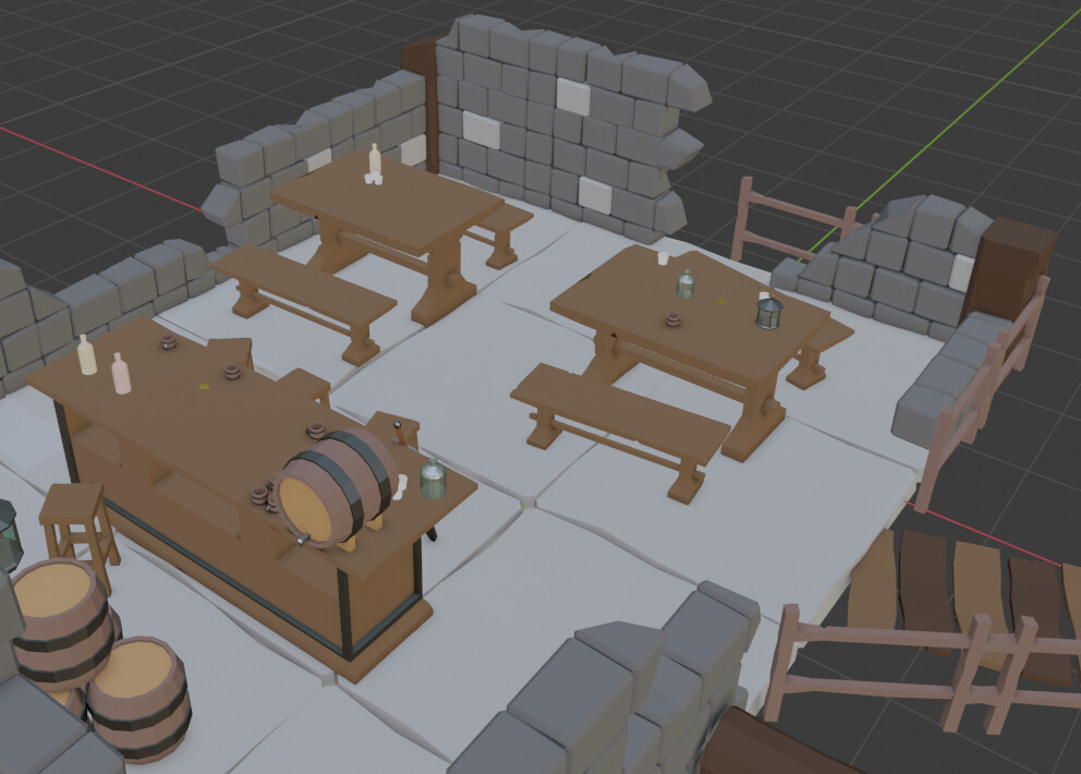 ArtStation - Low poly bar in the ruined house | Resources