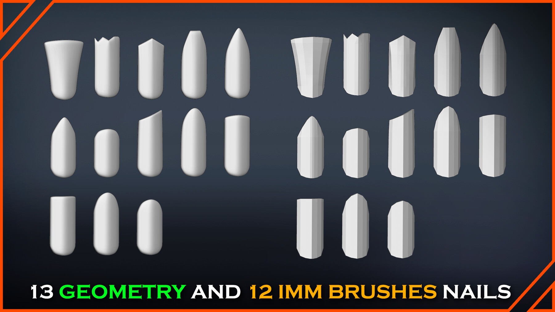 ArtStation - 13 Character Nails (Human) Mesh IMM and Geometry - ZBrushs ...