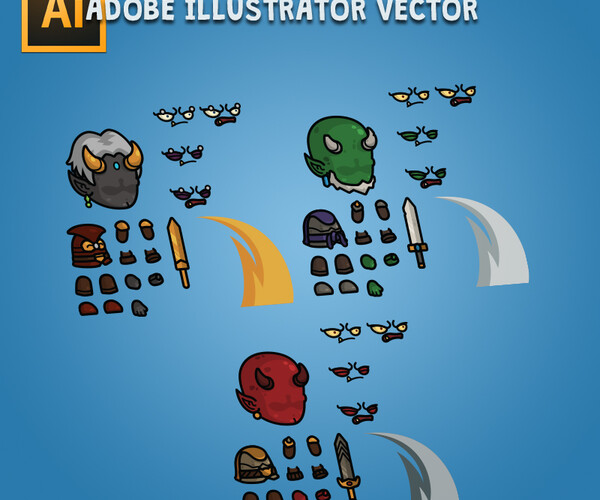 ArtStation - Devil Knight 3-Packs Red Green Black | Game Assets