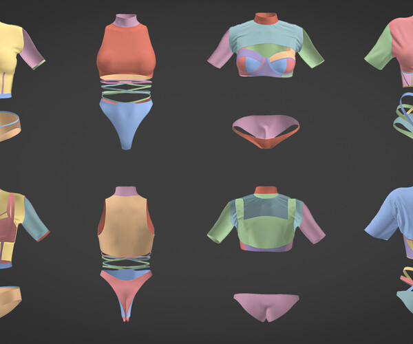 ArtStation - Set of female kits / Marvelous Designer/Clo3D project file + OBJ | Resources