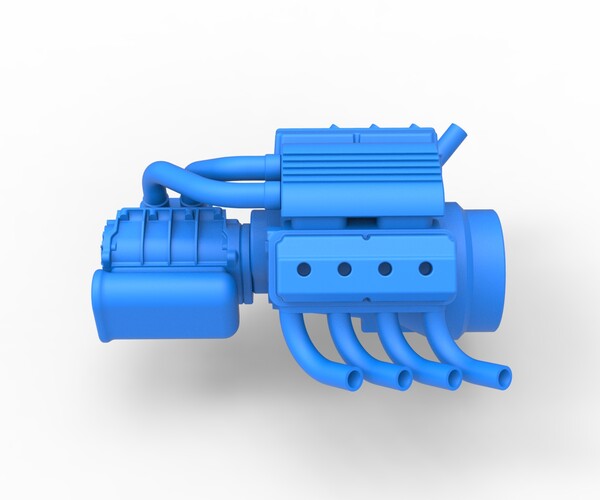 ArtStation - 3D printable Diecast engine V8 with Potvin Supercharger ...