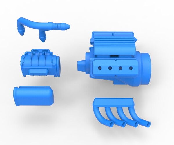 ArtStation - 3D printable Diecast engine V8 with Potvin Supercharger ...