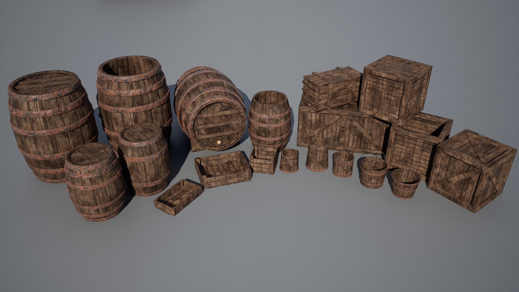ArtStation - Barrel, Bucket, Crate Asset Pack | Game Assets