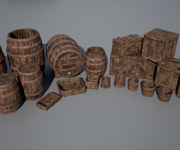 ArtStation - Barrel, Bucket, Crate Asset Pack | Game Assets