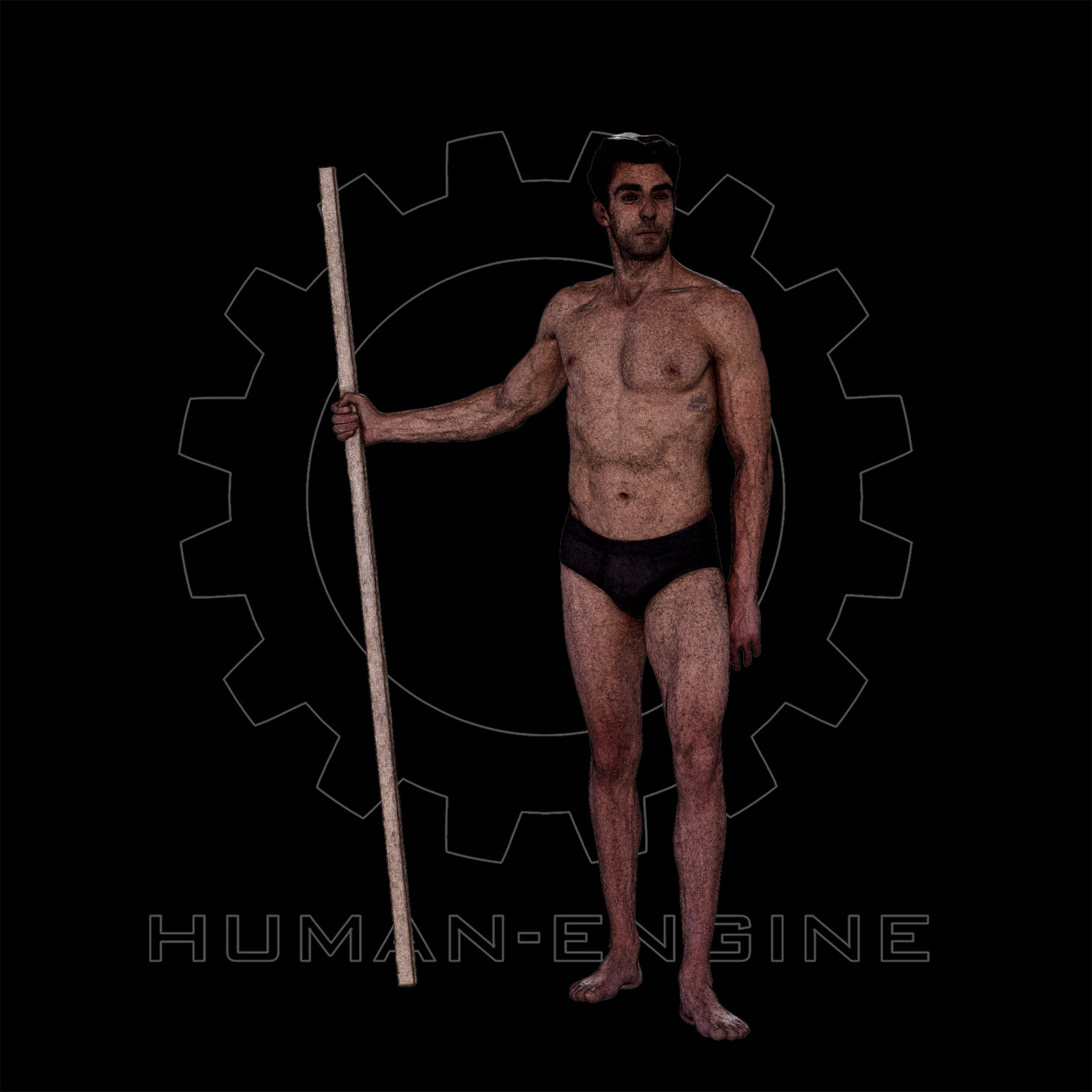 ArtStation - Male Scan - Dan 009 Holding a Stick | Game Assets