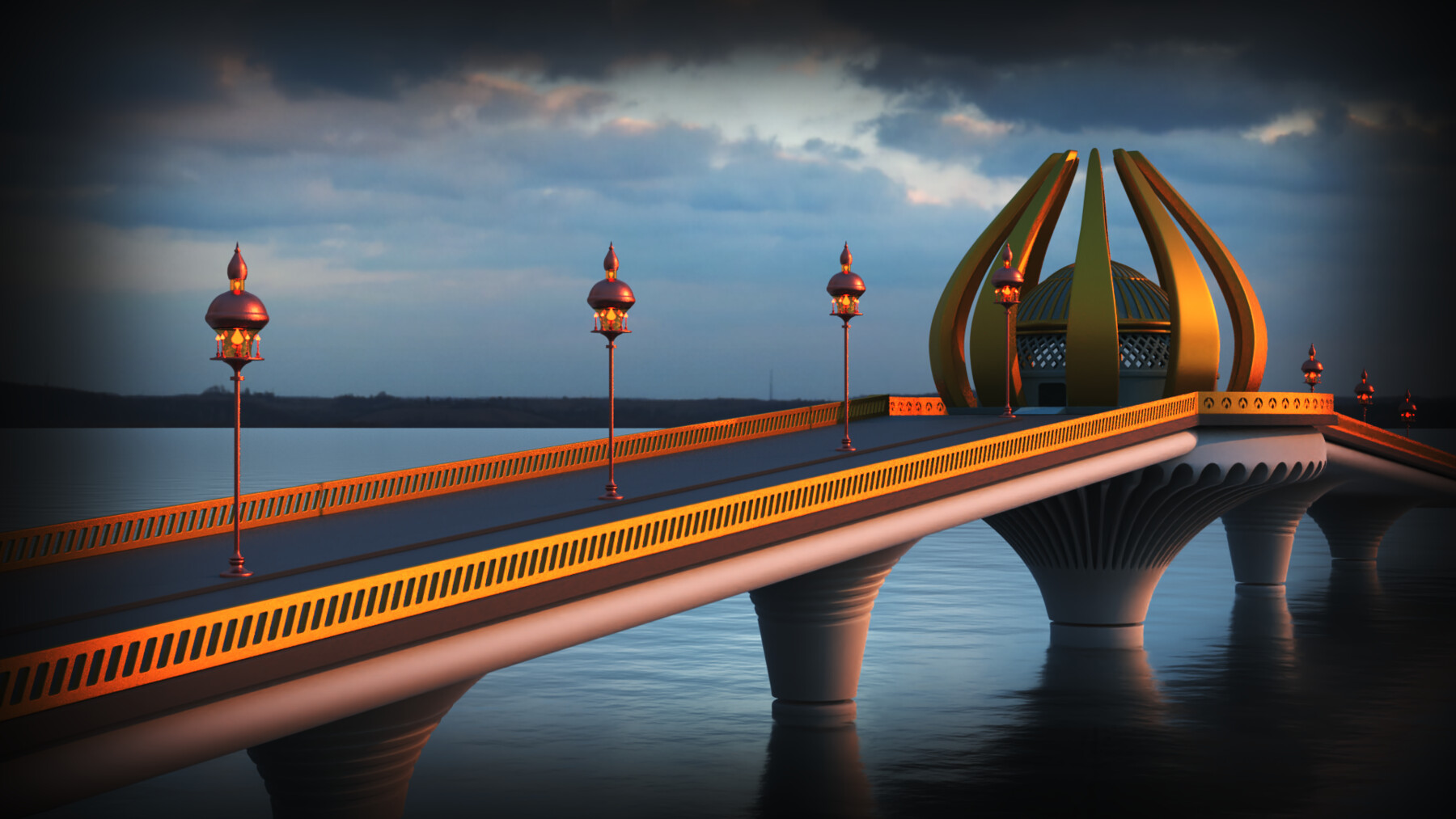 ArtStation - Fantasy Futuristic Bridge 3D model | Resources