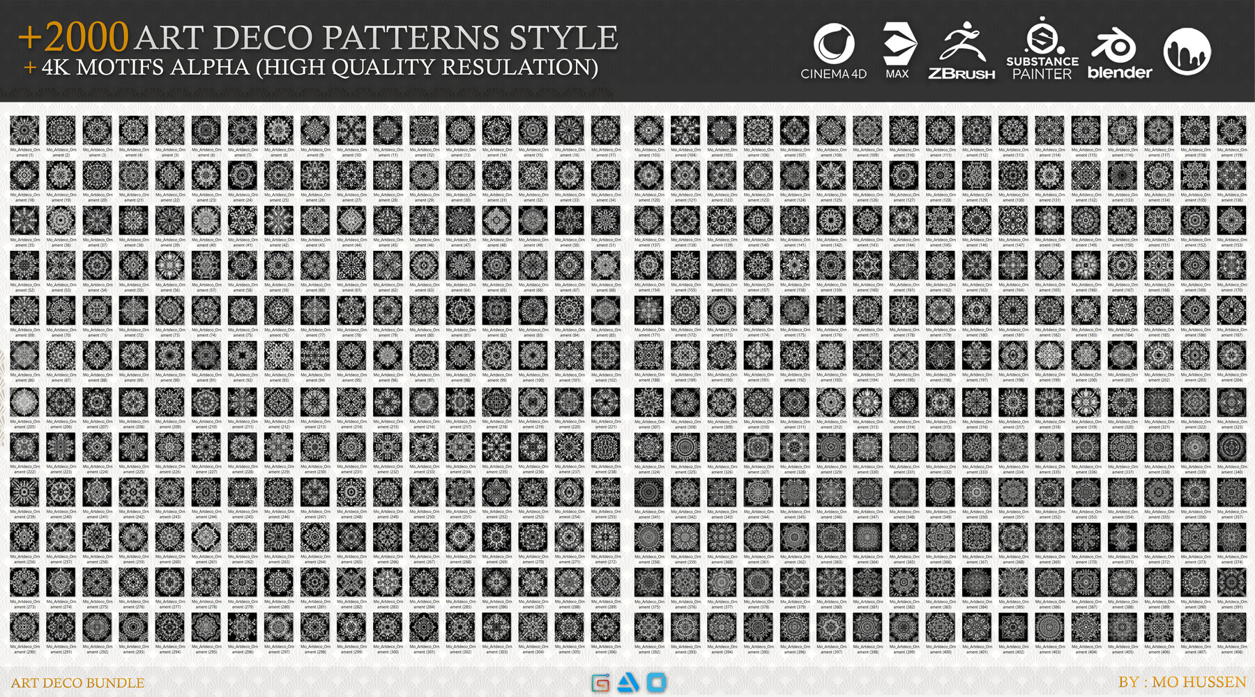 ArtStation - +2000 Mega Art deco patterns style | Brushes