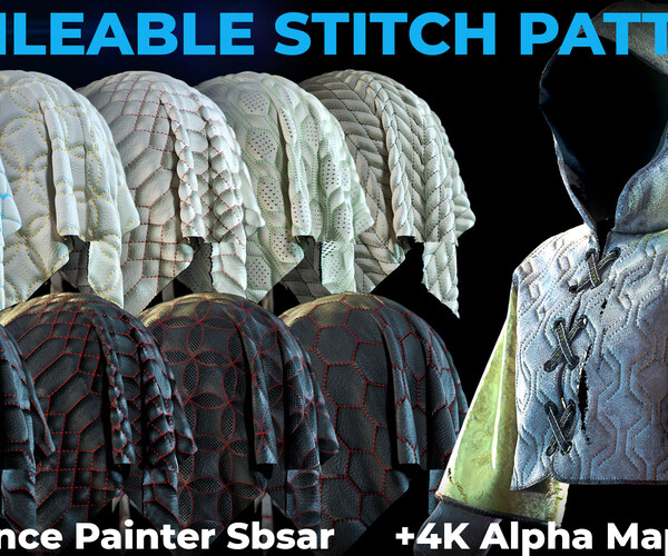ArtStation - 50 Stitch Pattern - Substance Painter sbsar + 4k Alpha Map ...