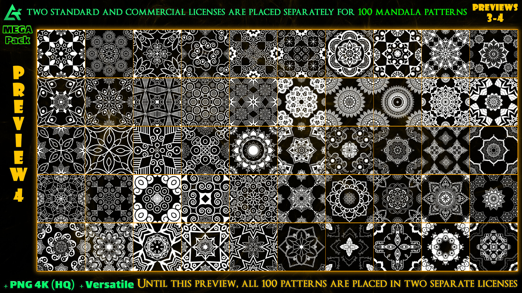 ArtStation - 500 Hand Painted Alpha Seamless Mandala Patterns (MEGA ...