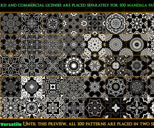 ArtStation - 500 Hand Painted Alpha Seamless Mandala Patterns (MEGA ...