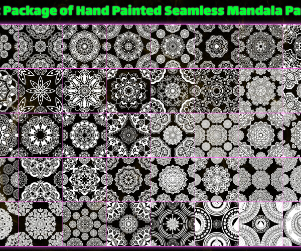 ArtStation - 500 Hand Painted Alpha Seamless Mandala Patterns (MEGA ...