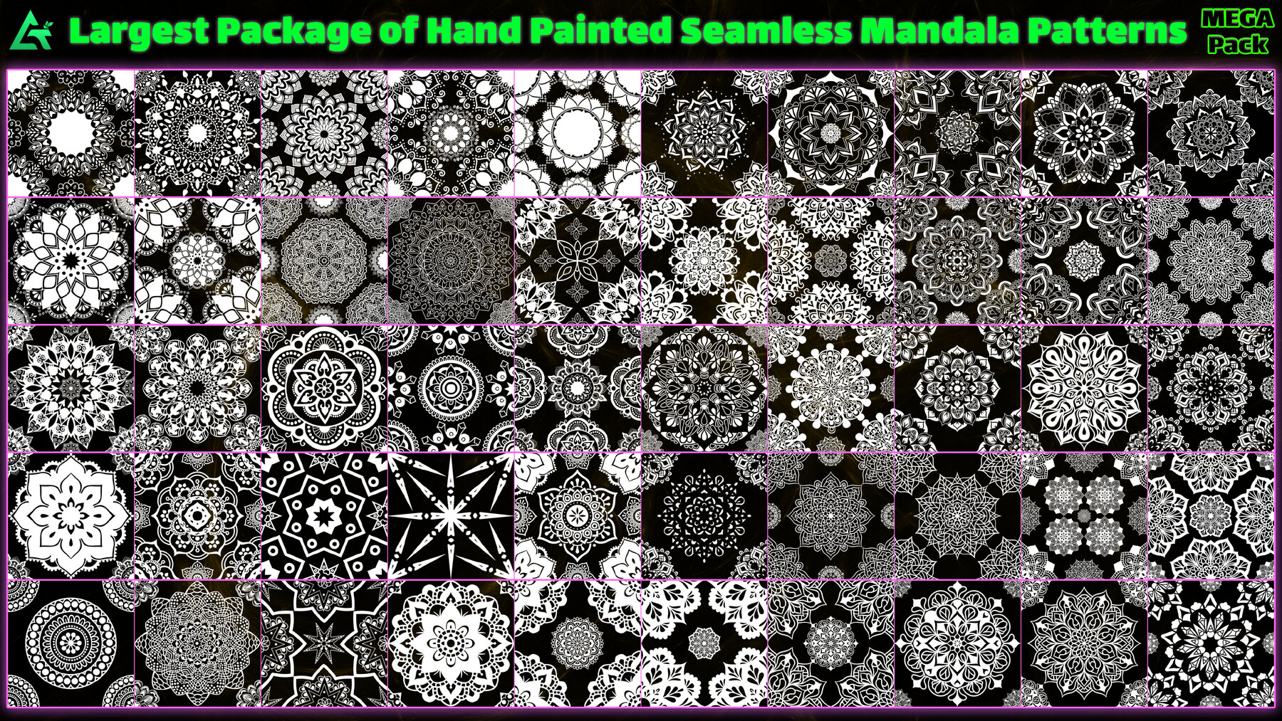 ArtStation - 500 Hand Painted Alpha Seamless Mandala Patterns (MEGA ...