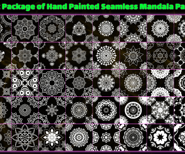 ArtStation - 500 Hand Painted Alpha Seamless Mandala Patterns (MEGA ...