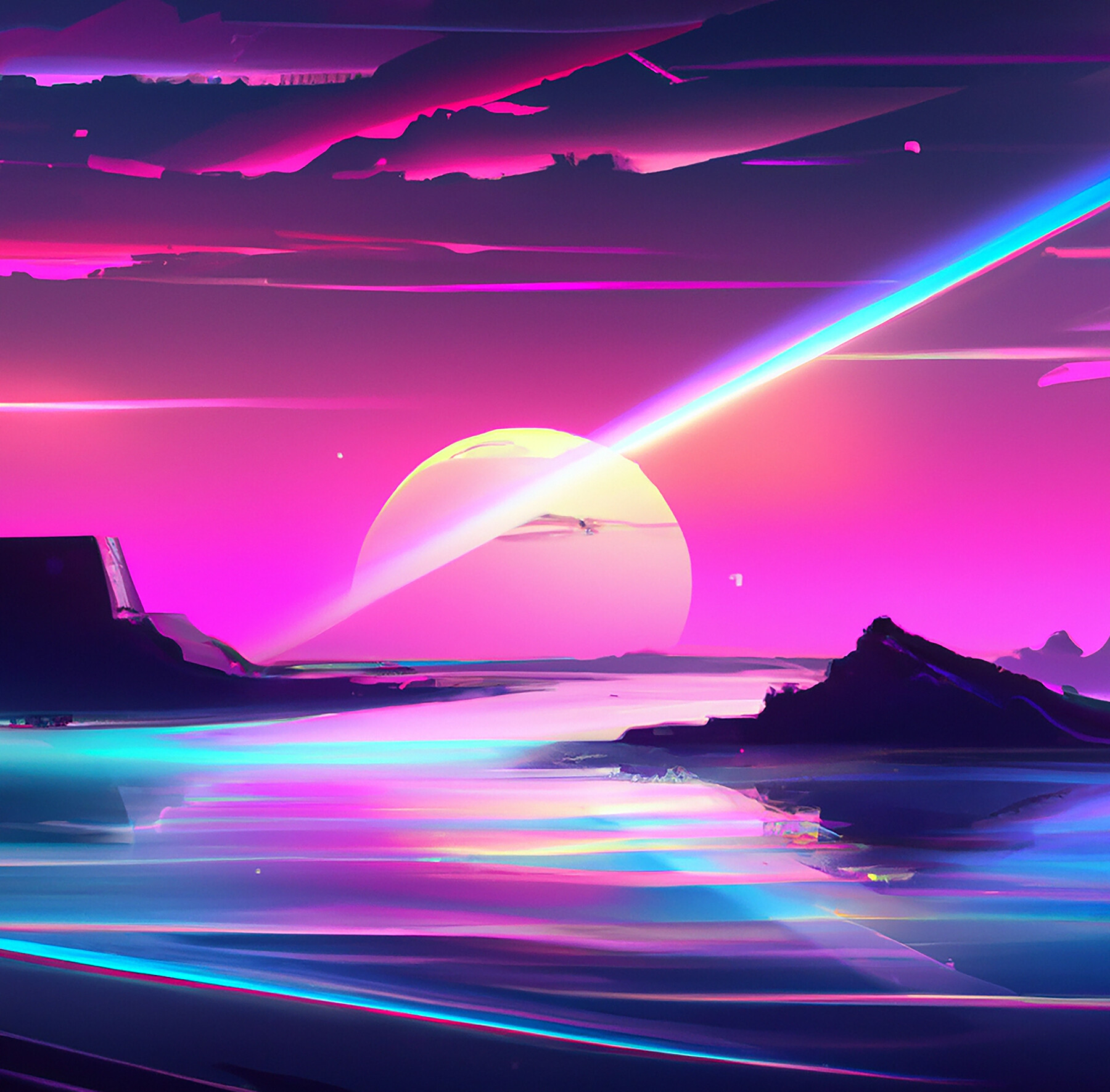 ArtStation - A Synthwave style sunset | Artworks