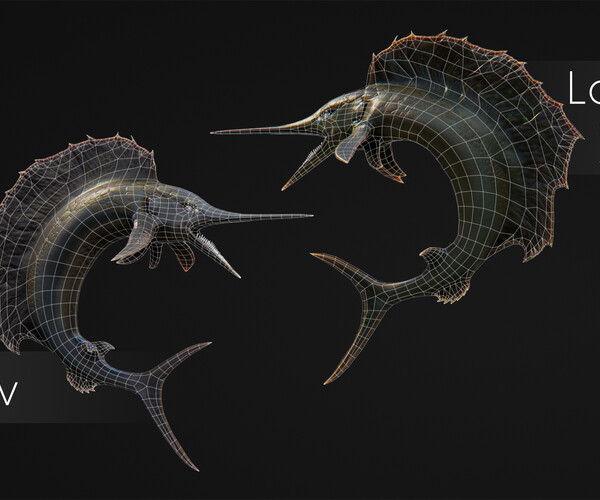 ArtStation - Monster fish / Fish low poly model / Sailfish lowpoly fish ...