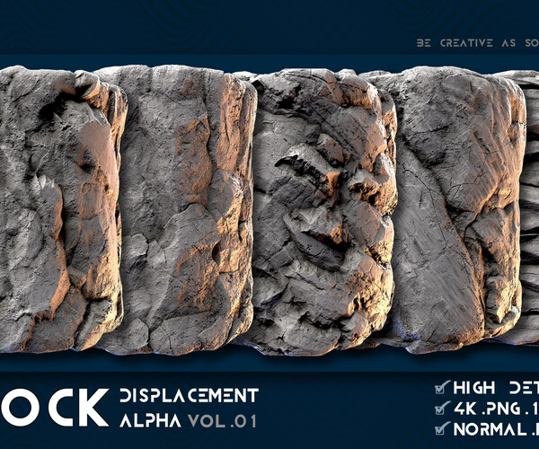 ArtStation - 30 Rock Displacement Alpha - Vol 01 | Game Assets