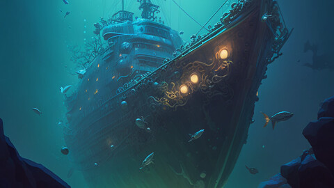 ArtStation - Sunken Memories: A Digital Painting of a Shipwreck in the ...