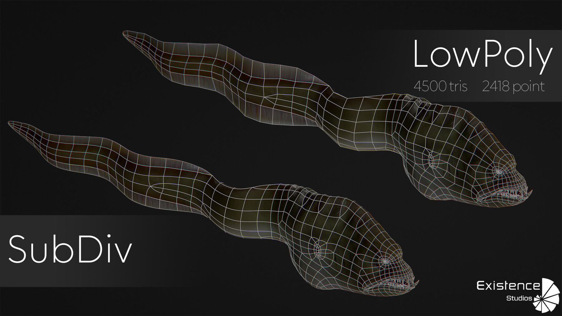 ArtStation - Fish low poly model / Moray Eel lowpoly fish / ocean horror / monster fish / #4 ...