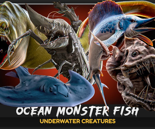 ArtStation - Ocean Monster Fish Pack / Fish low poly model / lowpoly ...