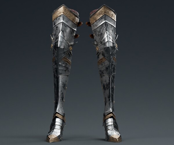 ArtStation - Female Leg Armor Set Armor MidPoly | Game Assets