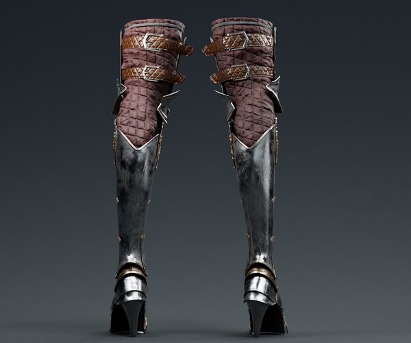 ArtStation - Female Leg Armor Set Armor MidPoly | Game Assets