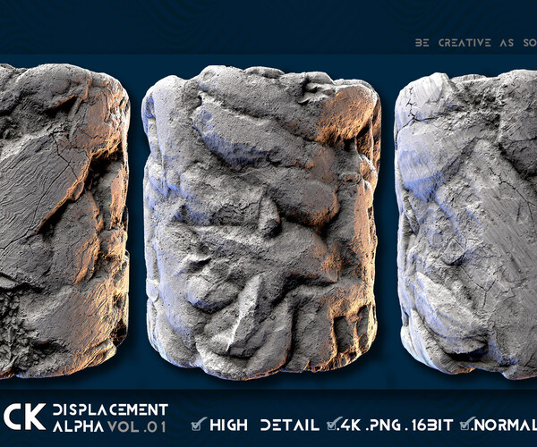 ArtStation - 30 Rock Displacement Alpha - Vol 01 | Game Assets