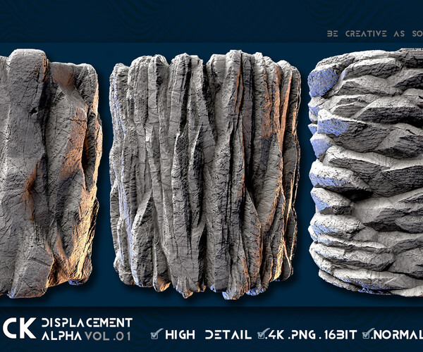 ArtStation - 30 Rock Displacement Alpha - Vol 01 | Game Assets