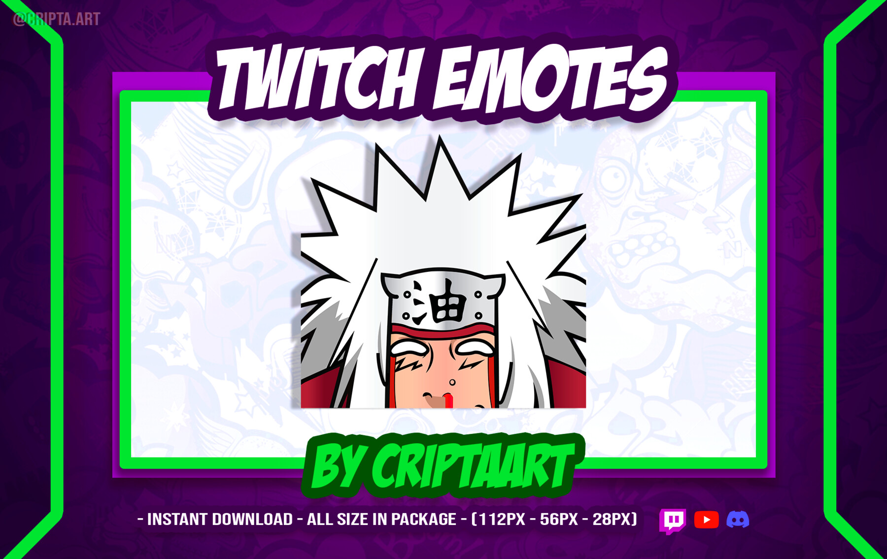 ArtStation - Twitch Emotes / Jiraiya Emote / LURK Emote / Anime Emote ...