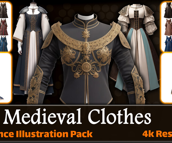 ArtStation - 350 Medieval Clothes Reference Pack | 4K | v.4 | Artworks