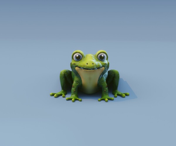 ArtStation - Cartoon Frog with Facial Expressions and 12 Animations 3D ...
