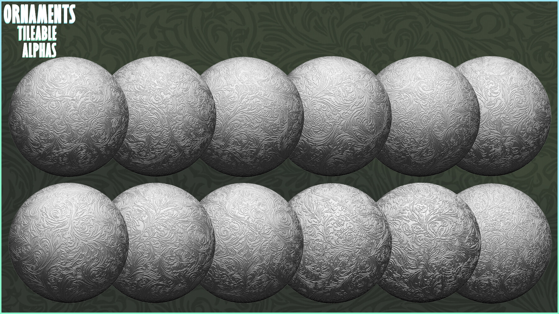 ArtStation - Ornaments Tileable Alphas (Displacement Maps) for ZBrush ...
