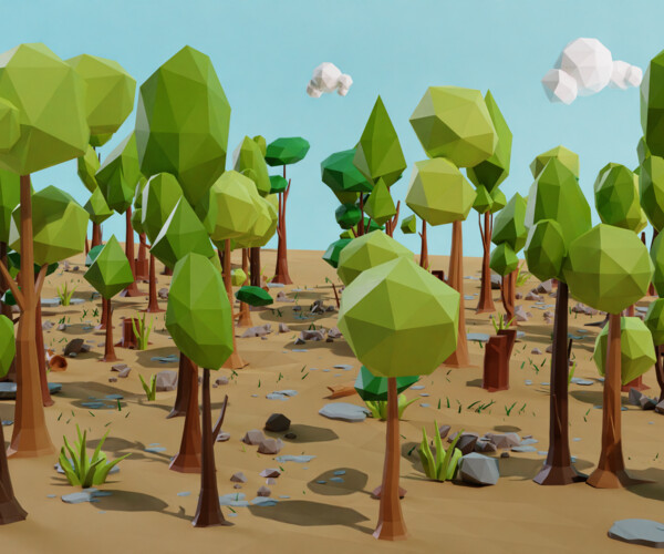 ArtStation - Low Poly tree & trunk Vol01 | Game Assets