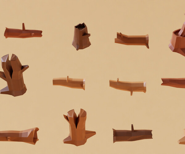 ArtStation - Low Poly tree & trunk Vol01 | Game Assets