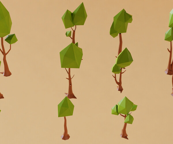 ArtStation - Low Poly tree & trunk Vol01 | Game Assets