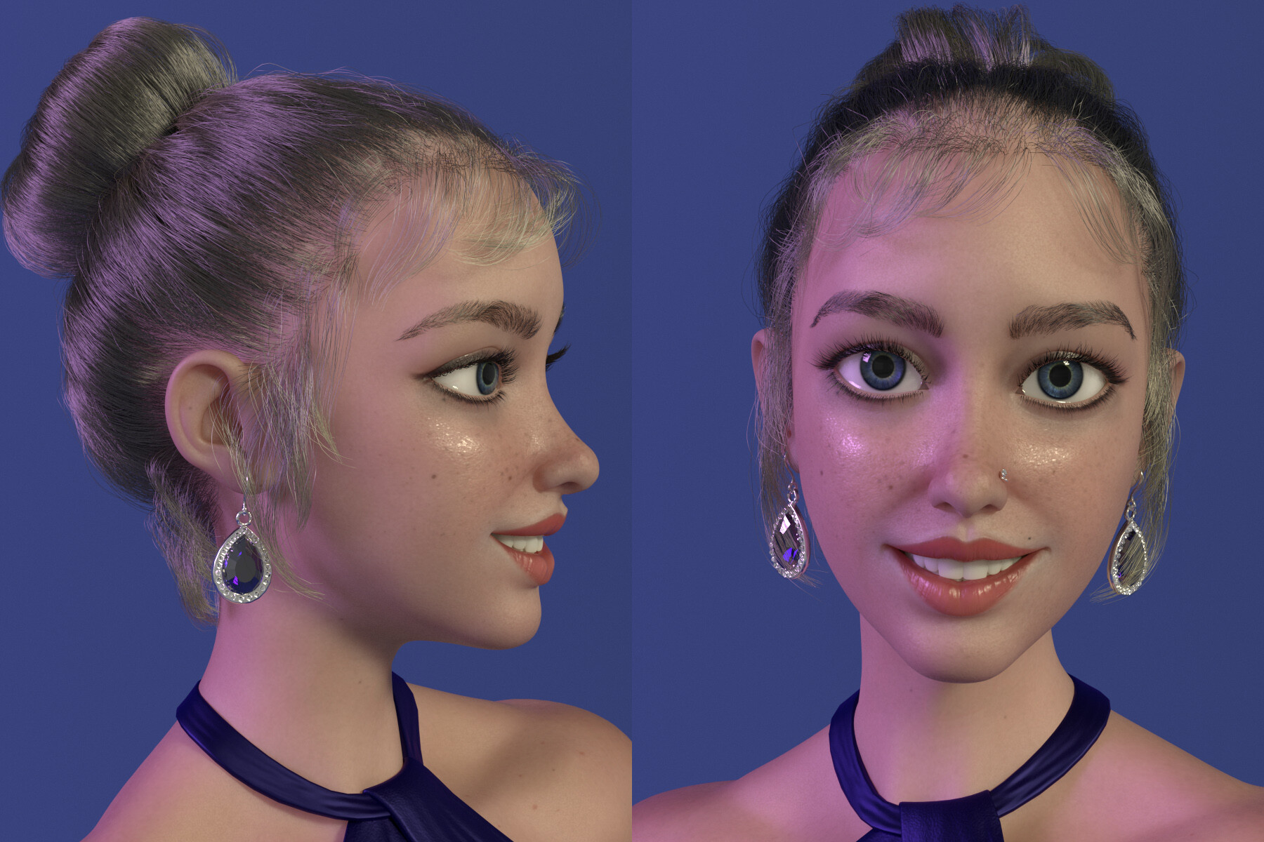 ArtStation - Diana is a female character Rigged in Maya Arnold and Redshift Low-poly 3D model ...