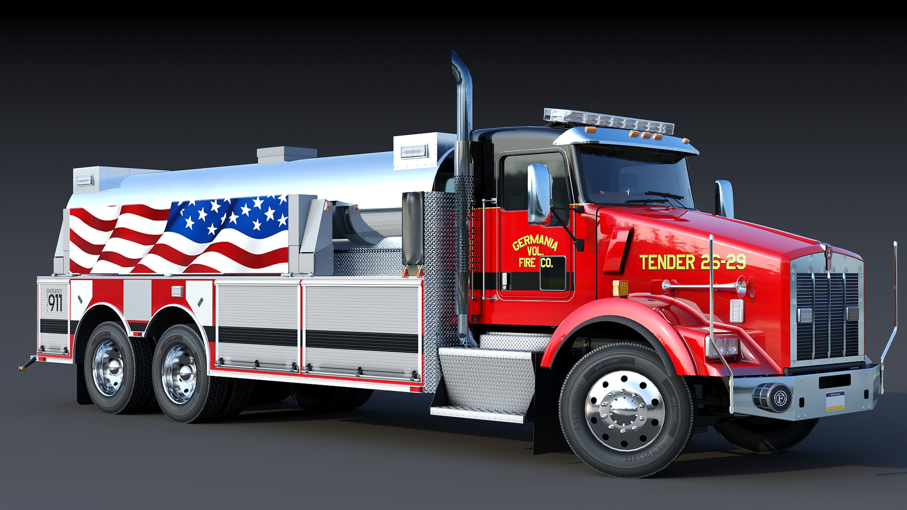 ArtStation - Kenworth T800 Fire tanker truck | Game Assets
