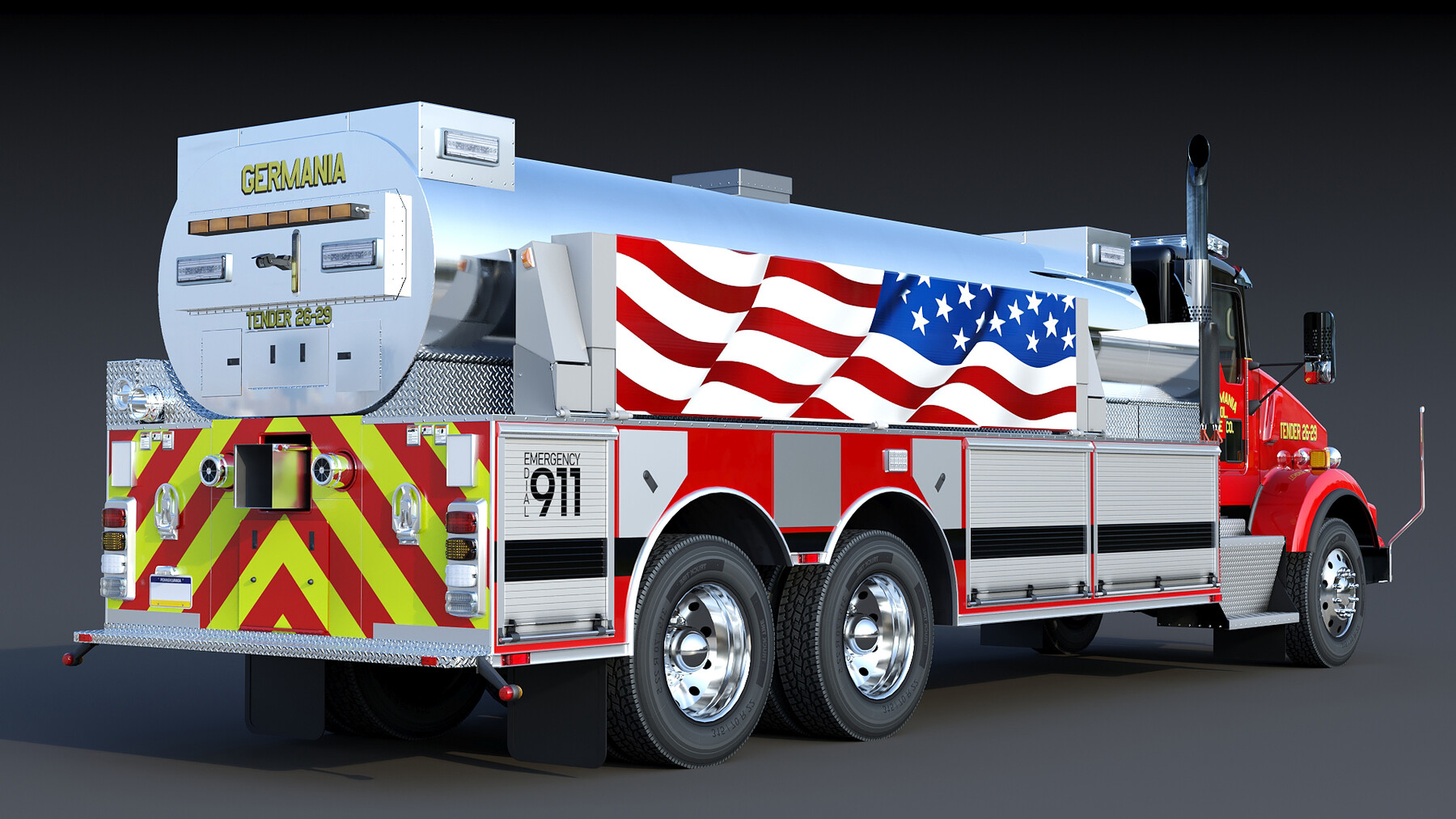 ArtStation - Kenworth T800 Fire tanker truck | Game Assets