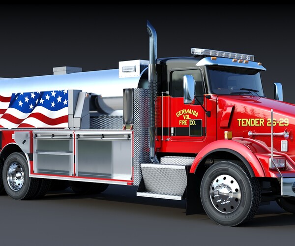 ArtStation - Kenworth T800 Fire tanker truck | Game Assets