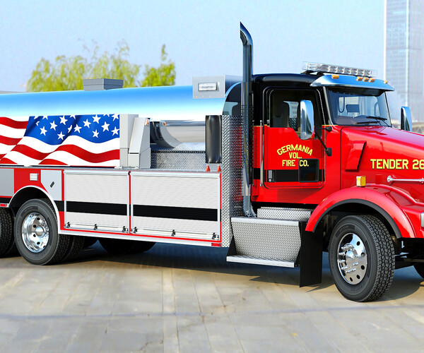 ArtStation - Kenworth T800 Fire tanker truck | Game Assets