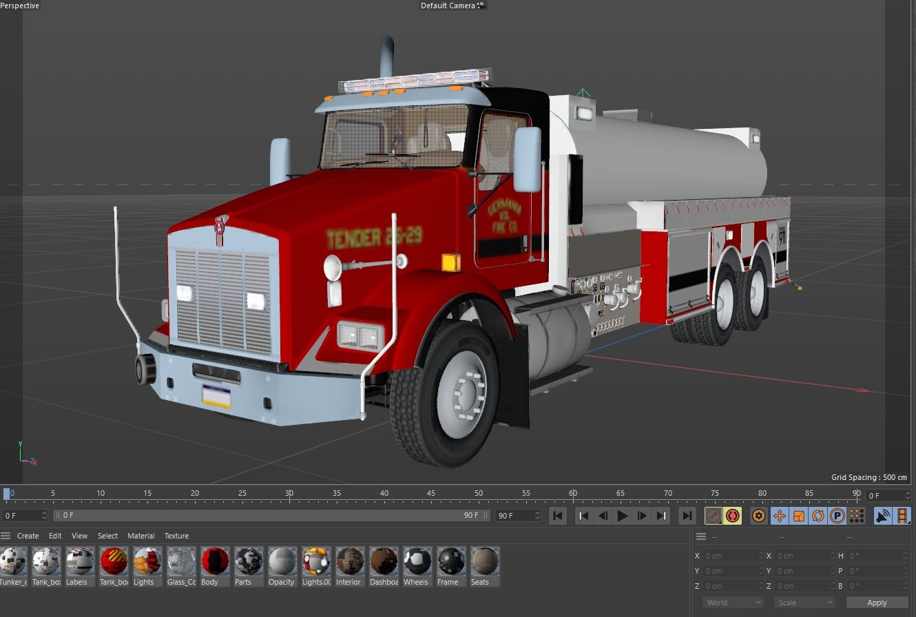 ArtStation - Kenworth T800 Fire tanker truck | Game Assets